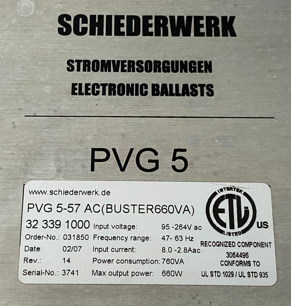 Clay Paky 031850 E-Ballast, Alpha Spot HPE 575 Schiederwerk PVG 5 5-57 ...